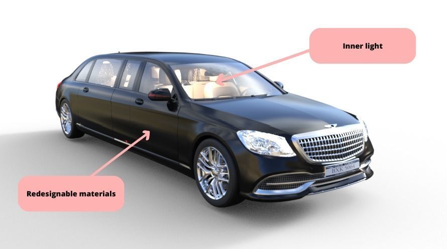 luxurious limousine 3D model rigged | CGTrader