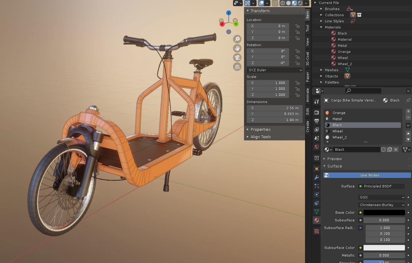 3D model Cargo Bike Simple Version VR / AR / low-poly | CGTrader