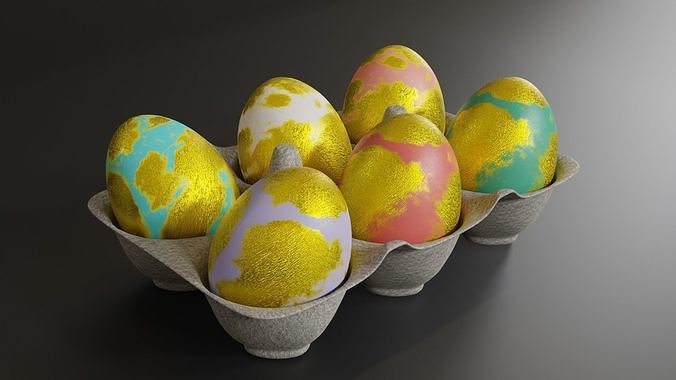 Golden Easter Eggs in Tray 3D model | CGTrader