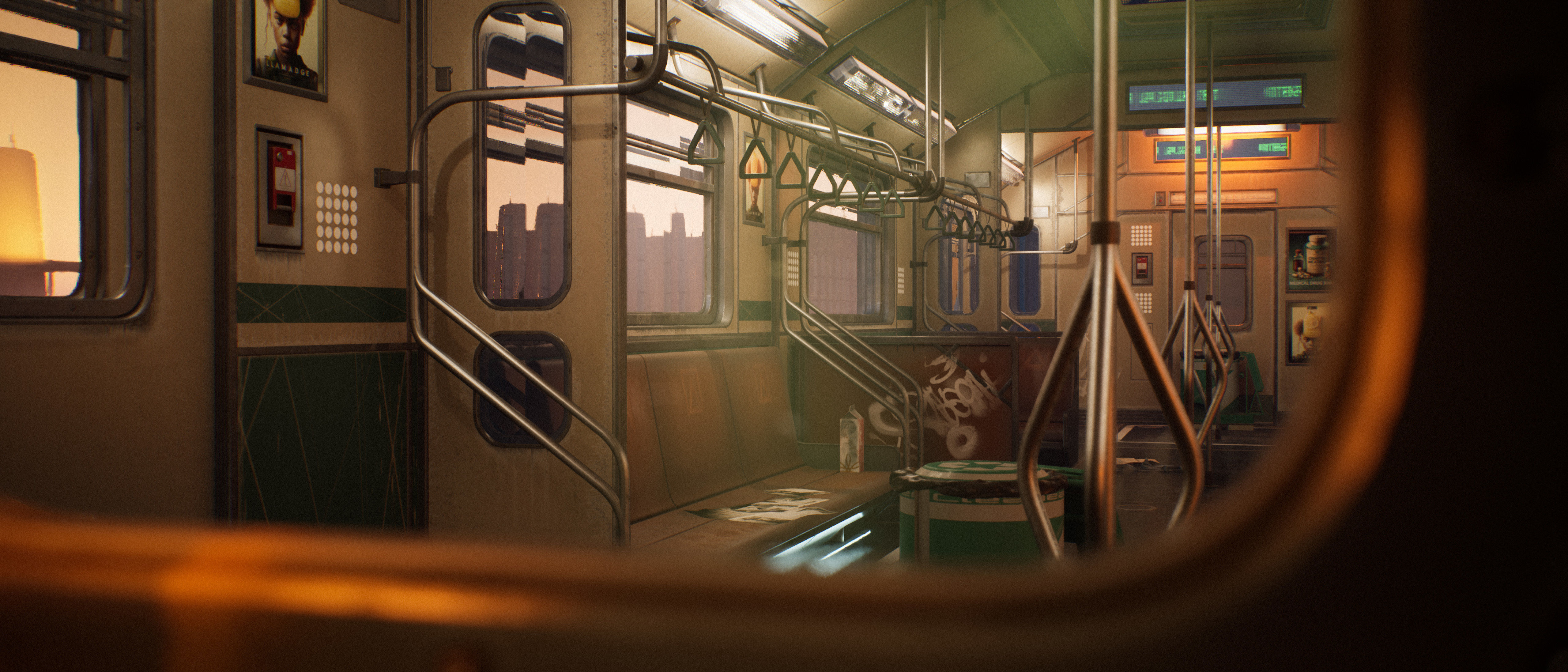 3D model Cyberpunk Subway Train Kit - UE5 VR / AR / low-poly | CGTrader