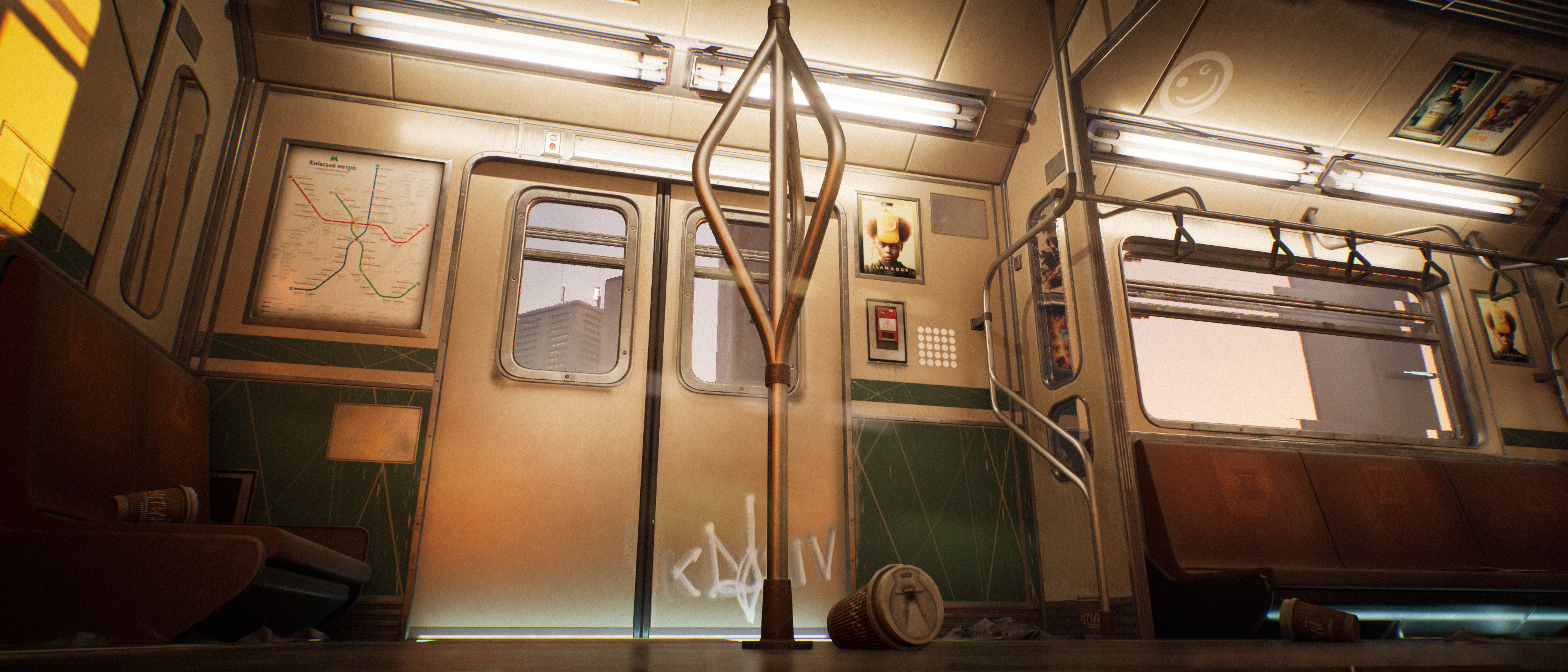 3D model Cyberpunk Subway Train Kit - UE5 VR / AR / low-poly | CGTrader