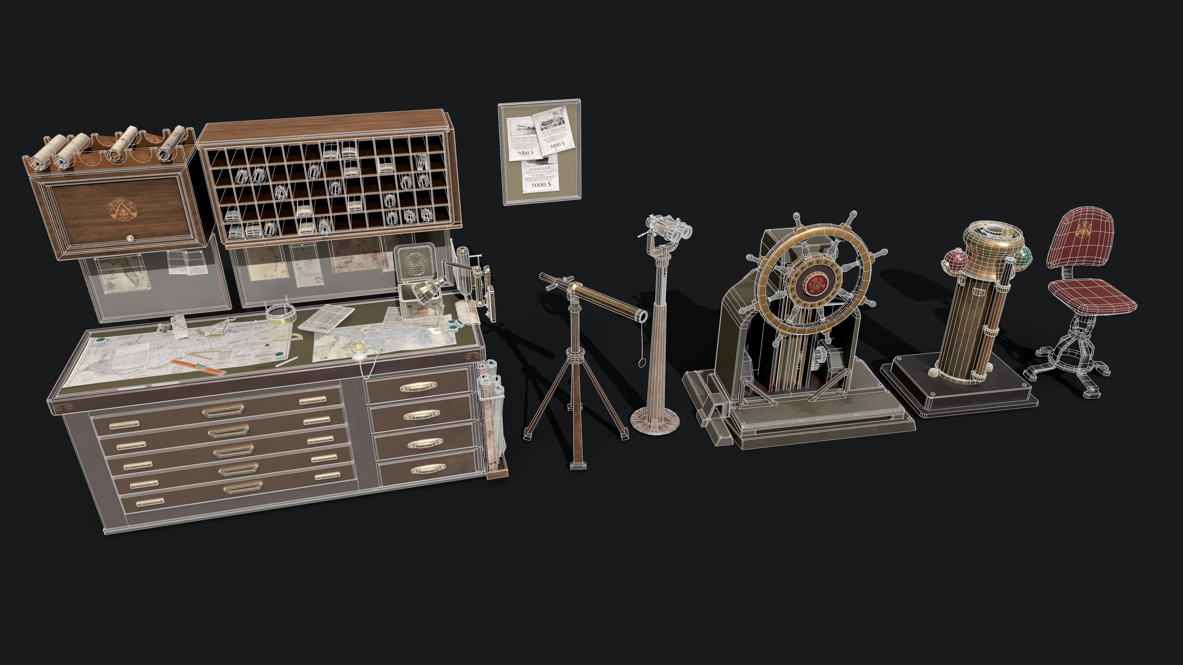 3D model Ship Assets Bridge VR / AR / low-poly | CGTrader