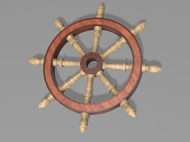 Wooden Boat Wheel rudder bar or steering bar 3D model 3D printable ...