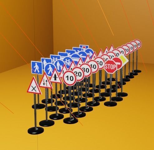 3D model French Traffic Sign 3D Model Pack - 43 Different Signs VR / AR ...