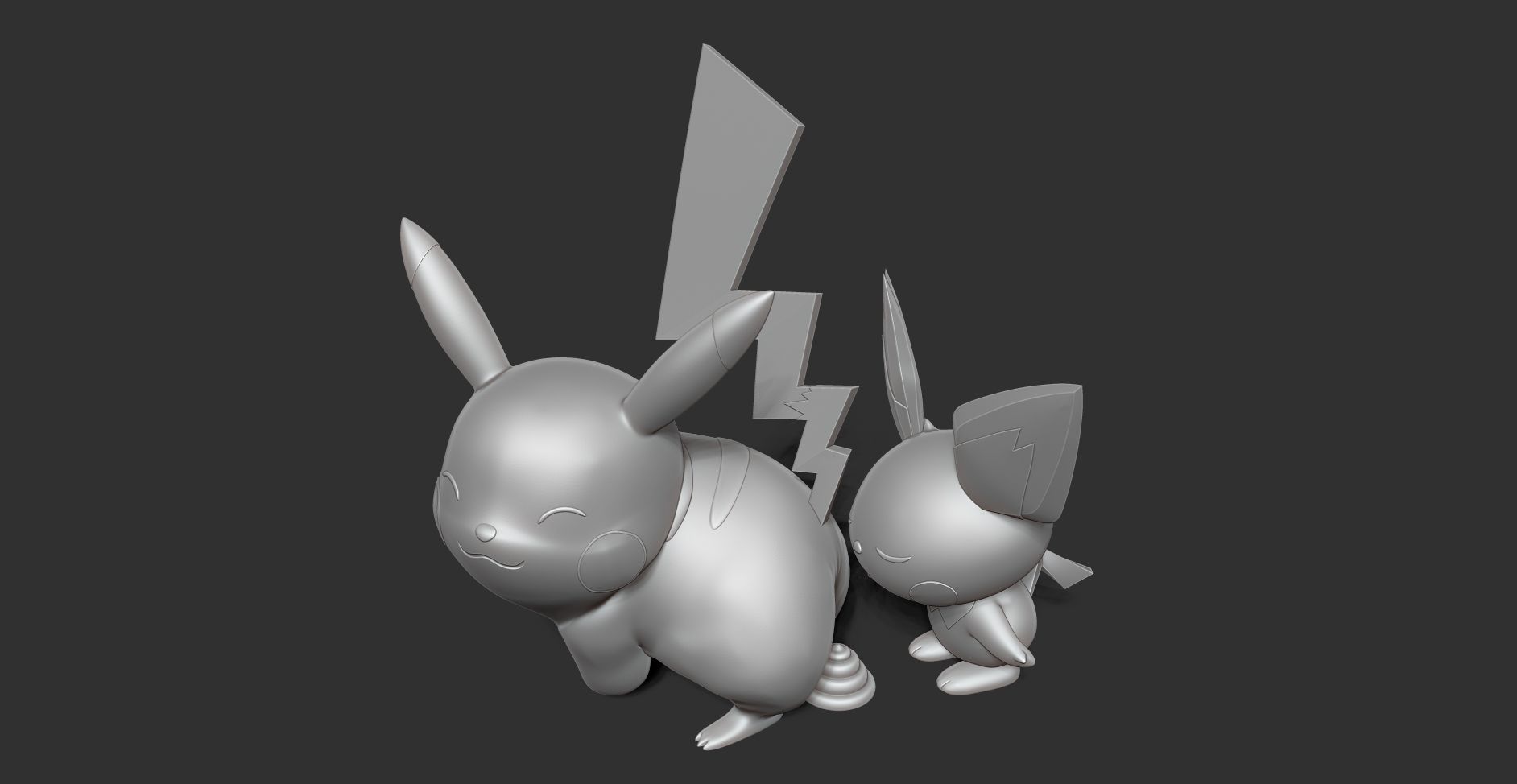 Pikachu and Pichu 3D model 3D printable | CGTrader