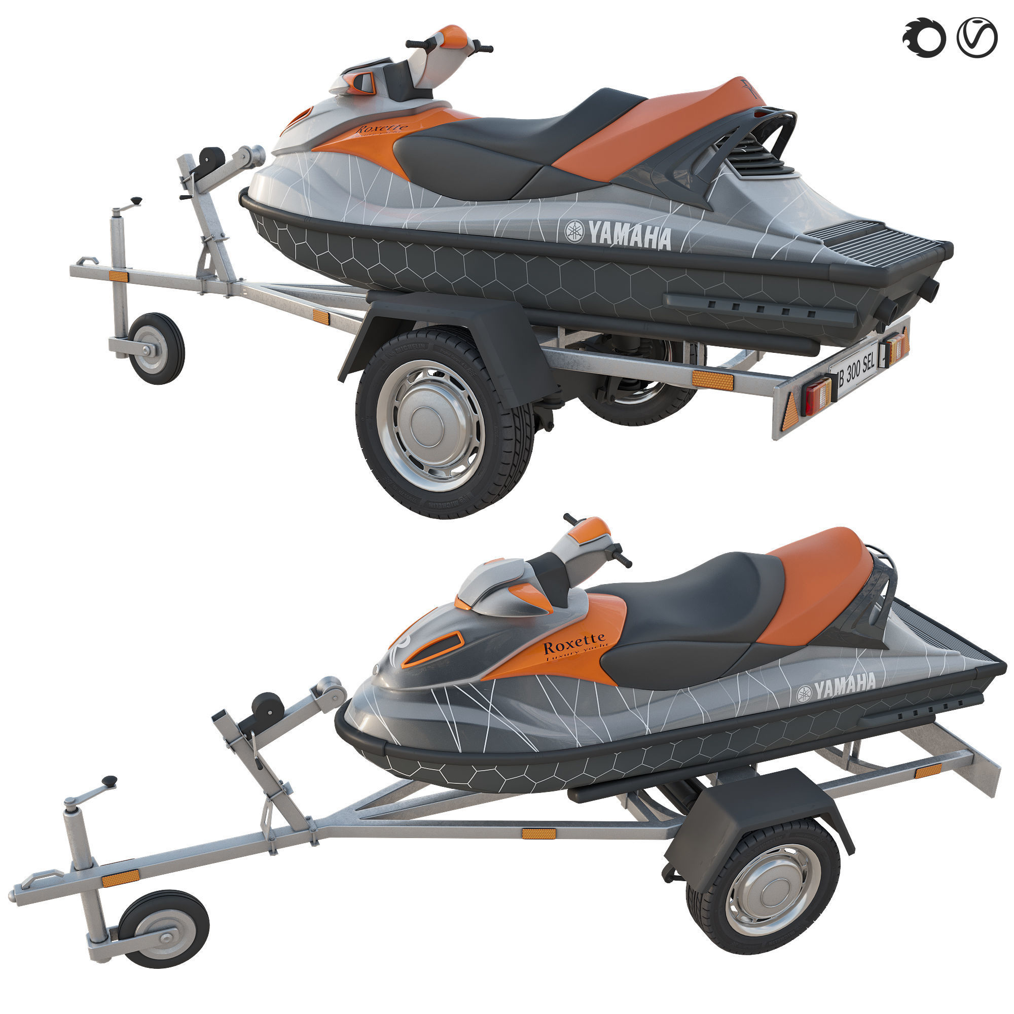 jet ski and trailer 3D model | CGTrader