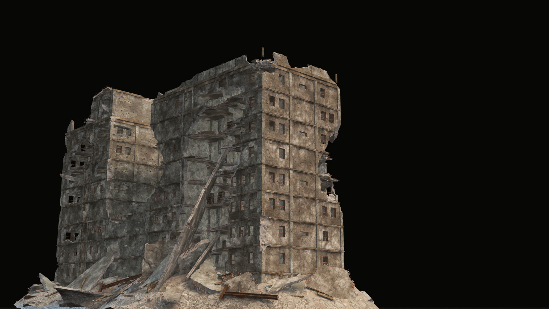 3D model DESTROYED BUILDING 8 VR / AR / low-poly | CGTrader