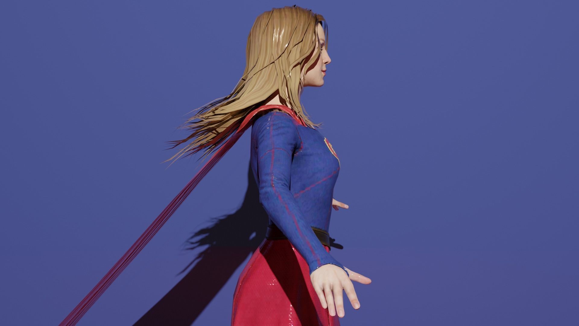 Supergirl woman in outfit 3D model rigged | CGTrader