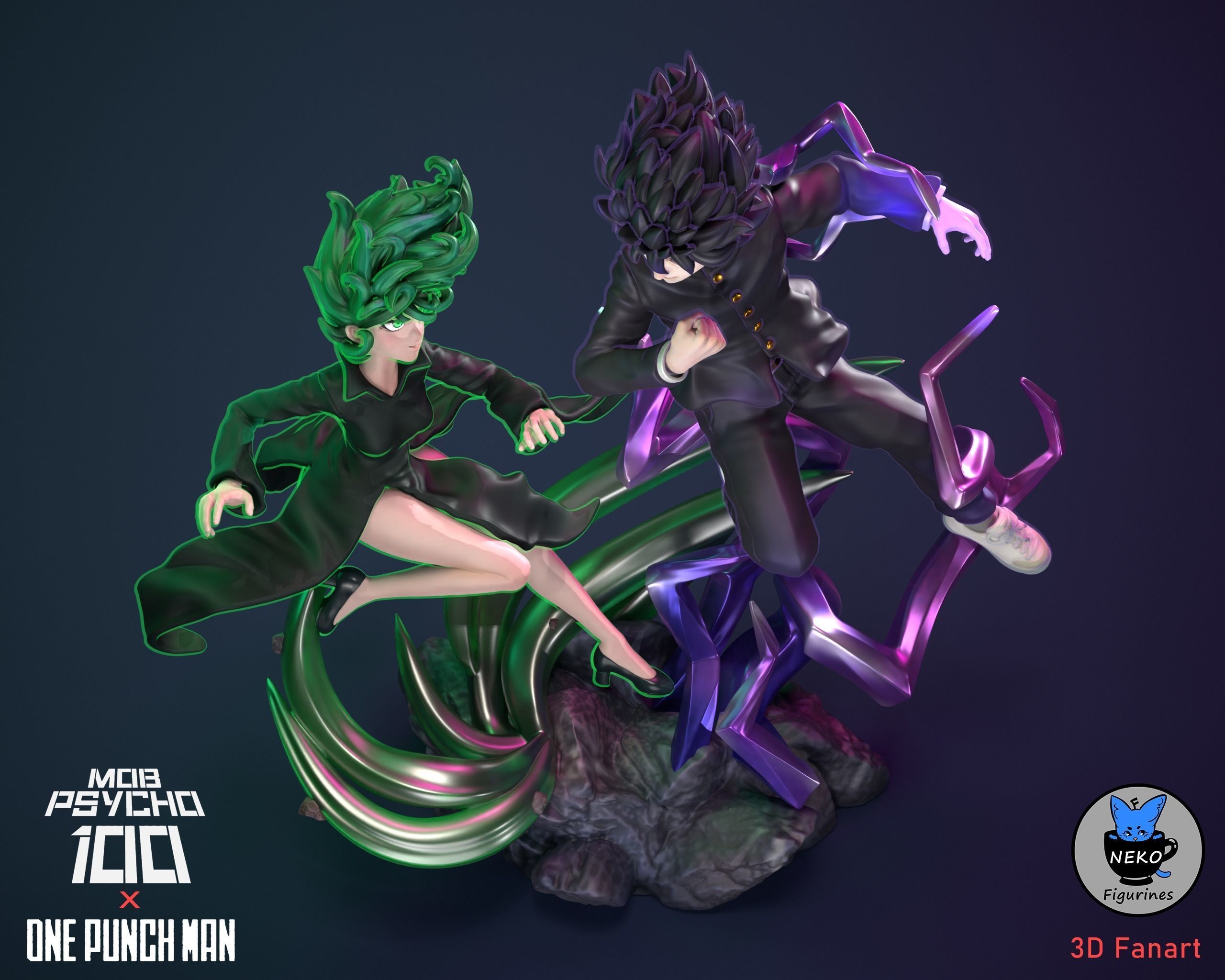 Tatsumaki vs Mob - OPM X MOBPSYCHO 100 FIGURINE STL 3D model 3D ...