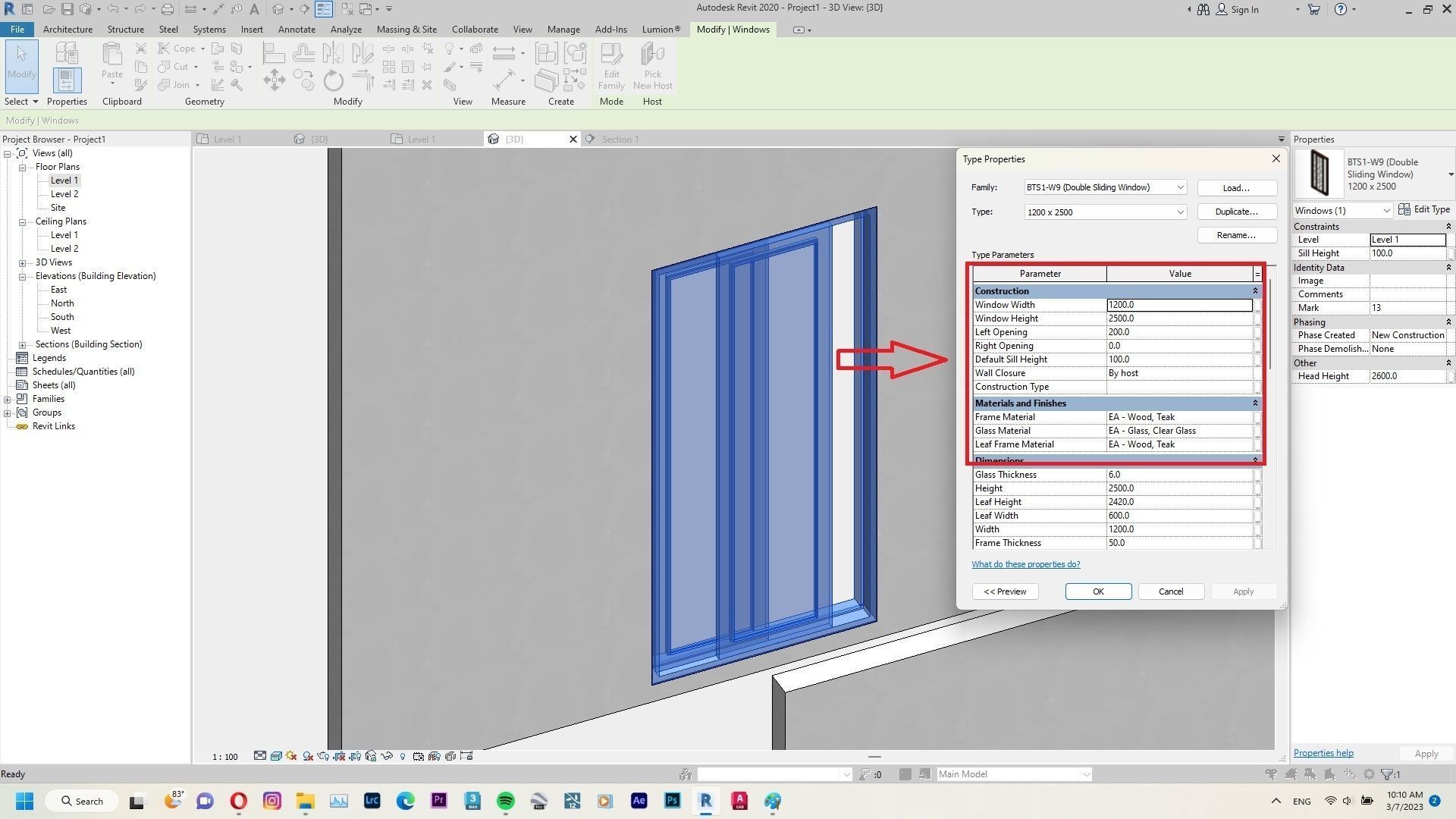 Window Modern Style 01 Parametric Family Revit 3D model | CGTrader