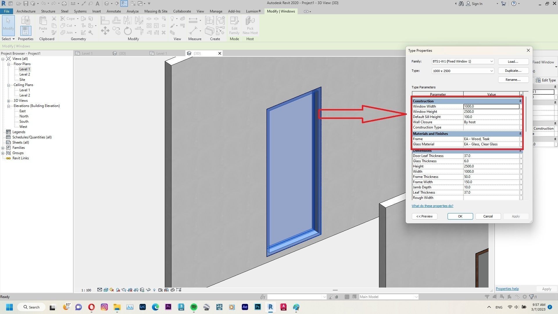 Window Modern Style 01 Parametric Family Revit 3D model | CGTrader