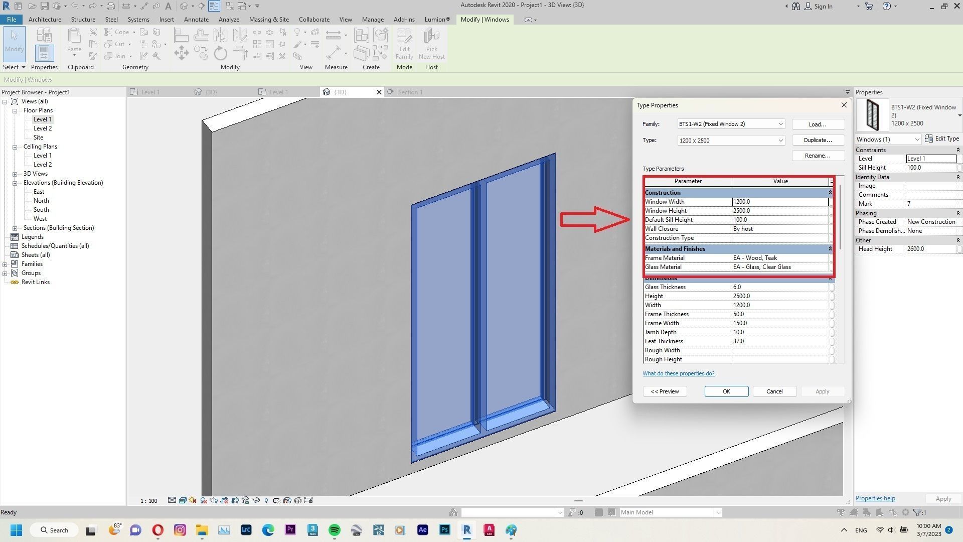 Window Modern Style 01 Parametric Family Revit 3D model | CGTrader