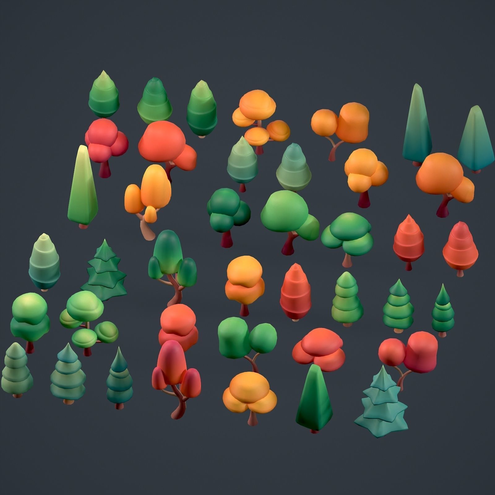 3D model Stylized lowpoly trees set VR / AR / low-poly | CGTrader