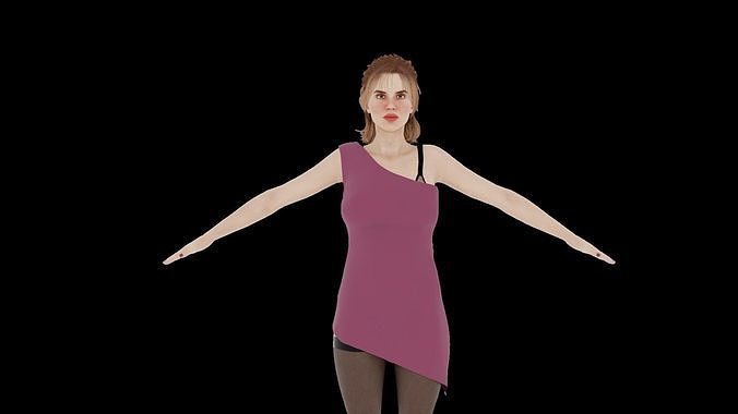 animated Female character in a dress 3D model animated rigged | CGTrader