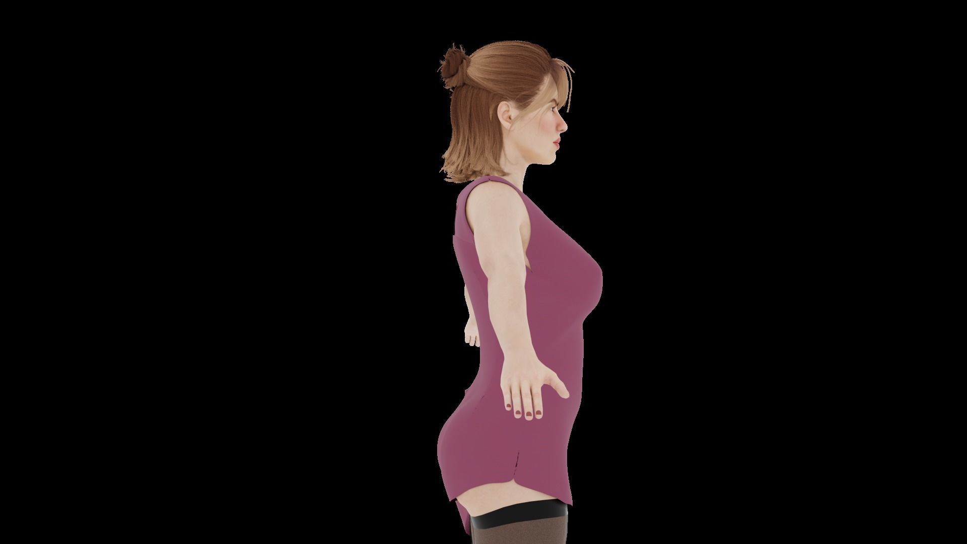 animated Female character in a dress 3D model animated rigged | CGTrader
