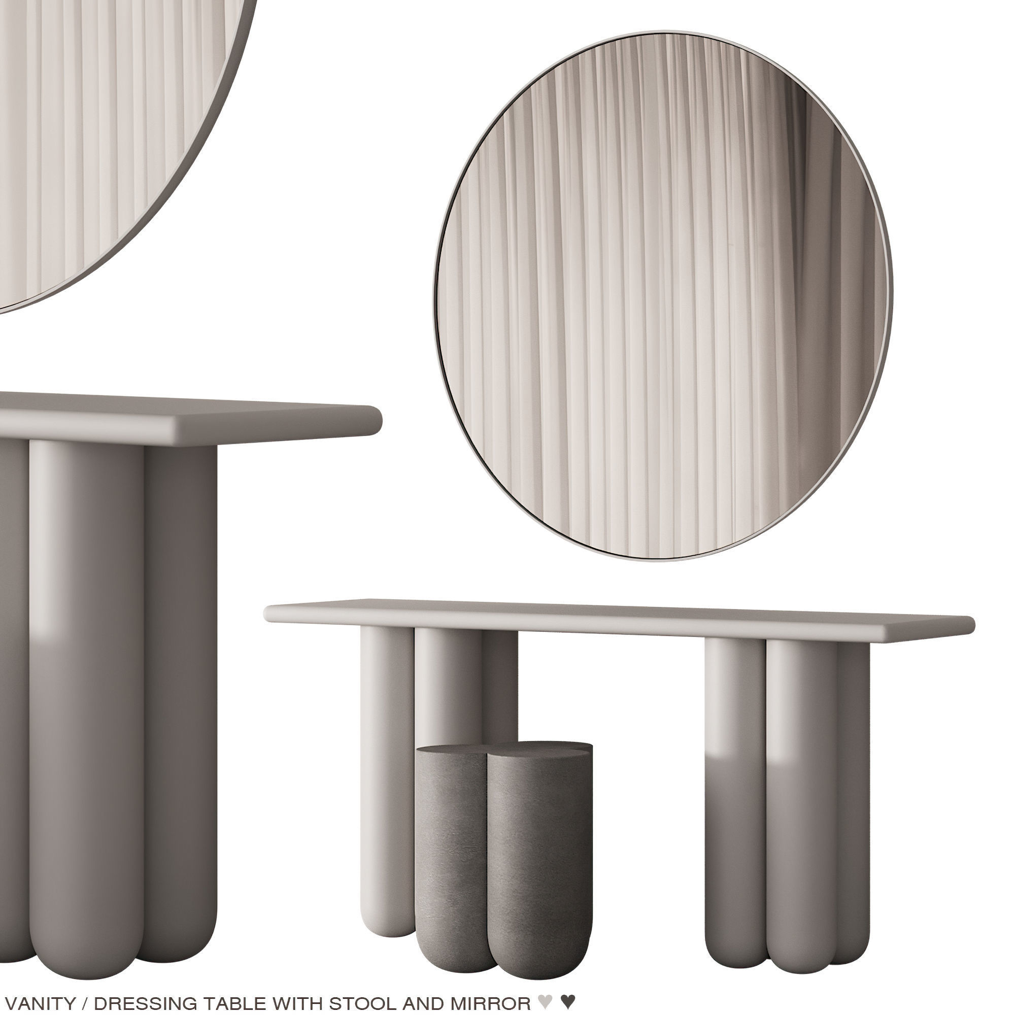 222 vanity dressing table 02 minimal round edges 01 3D model | CGTrader
