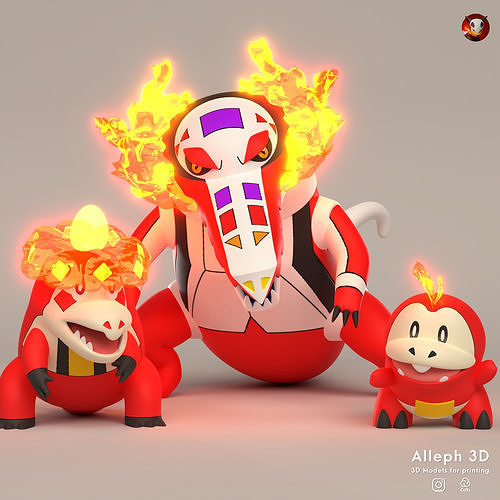 Pokemon fuecoco evolution pack 3D model 3D printable | CGTrader