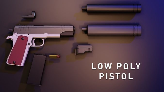 3D model Low Poly Pistol with attachments VR / AR / low-poly | CGTrader