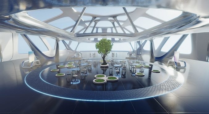 3D model Exhibition Hall Futuristic Interior Unity VR / AR / low-poly | CGTrader
