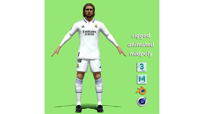 T-P Rigged Modric Real Madrid 2023 3D model animated rigged | CGTrader