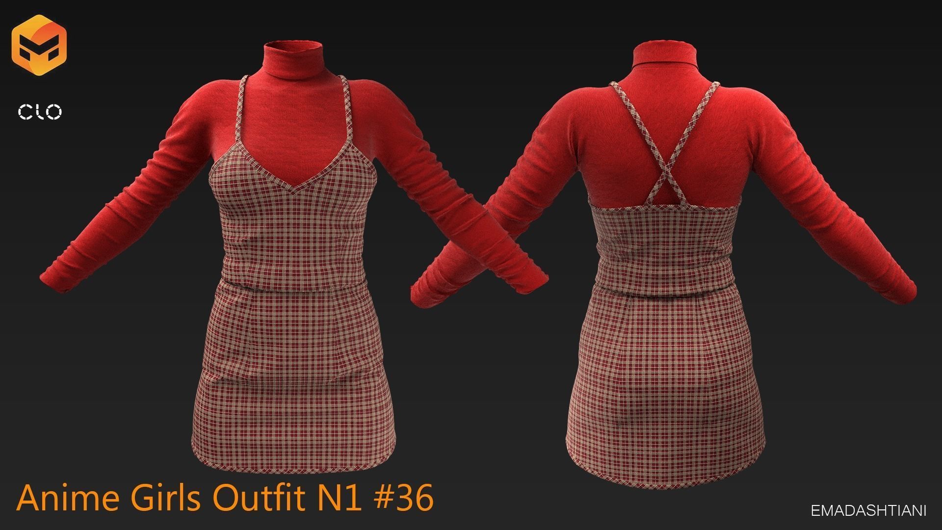 Anime Girls Outfit N1 36 MarvelousDesigner ZPRJ FBX OBJ MTL 3D model ...
