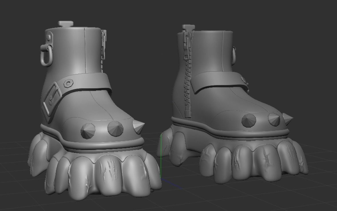 3D model Patent leather boots with intimidating teeth on the soles VR ...