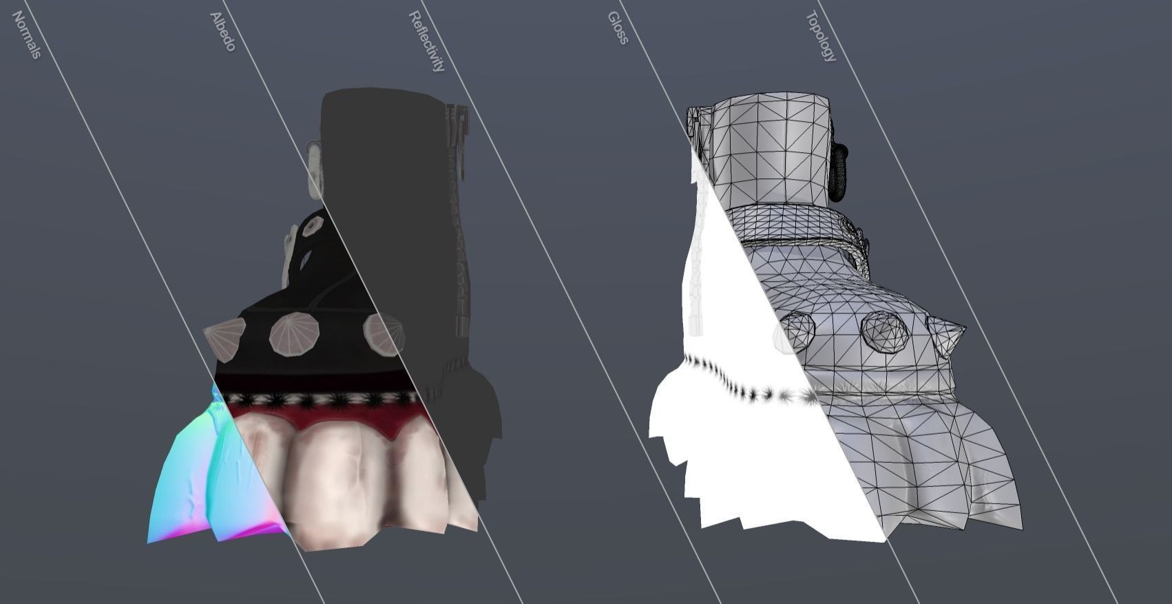 3D model Patent leather boots with intimidating teeth on the soles VR ...