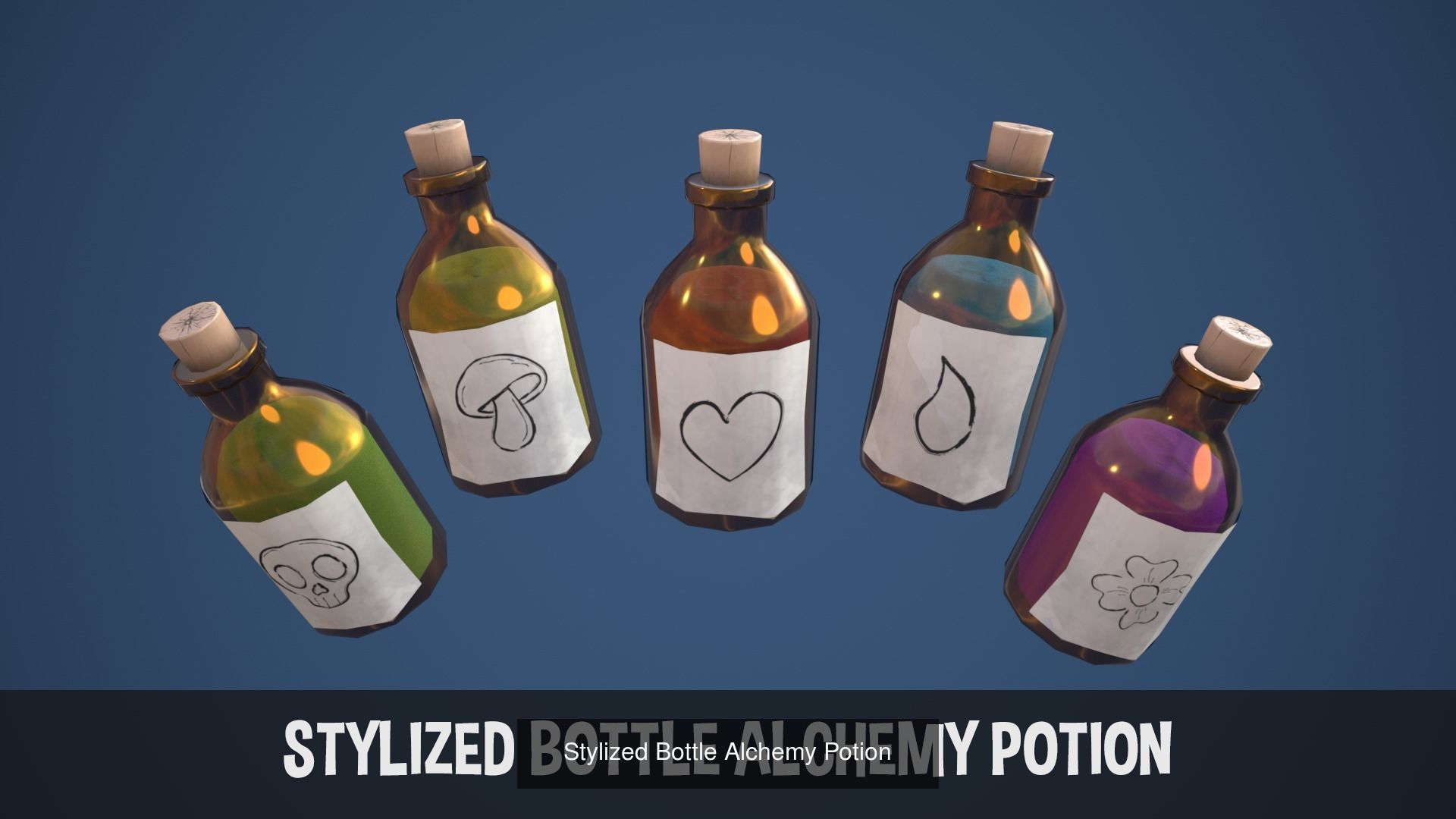 3D Model Collection Stylized Alchemy Potions Pack VR / AR / low-poly ...