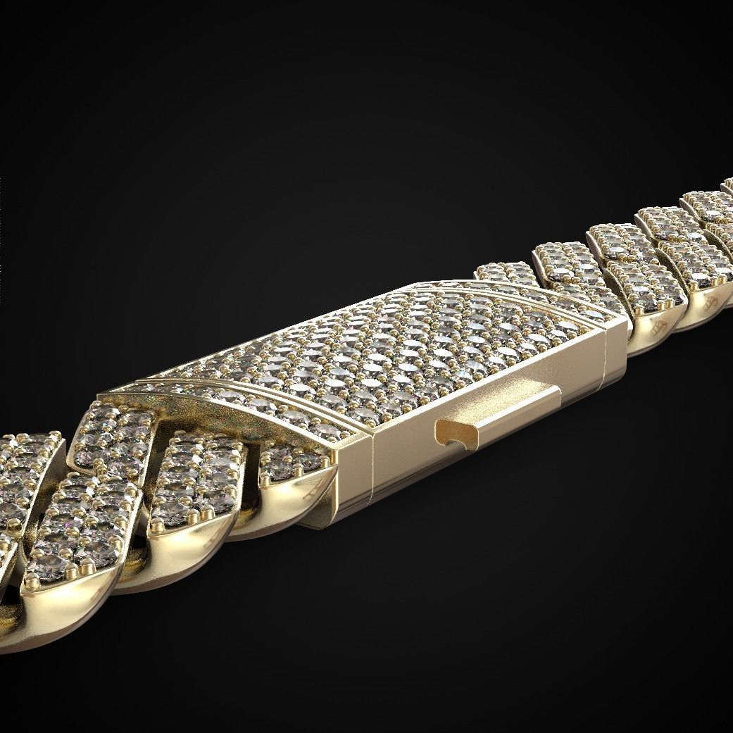 solid cuban link bracelete with lock 3D model 3D printable | CGTrader
