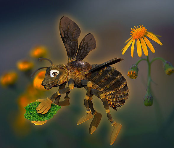 cartoon bee 3D model 3D printable | CGTrader