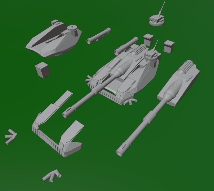 Modular Tank Turret Sci-fi Royal Marines or RE Challenger Tank 3D model ...