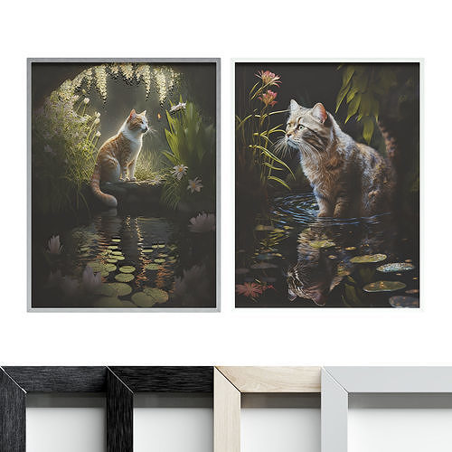 3D model Pictures 8 mirrors for bathroom wall - VR / AR / low-poly ...