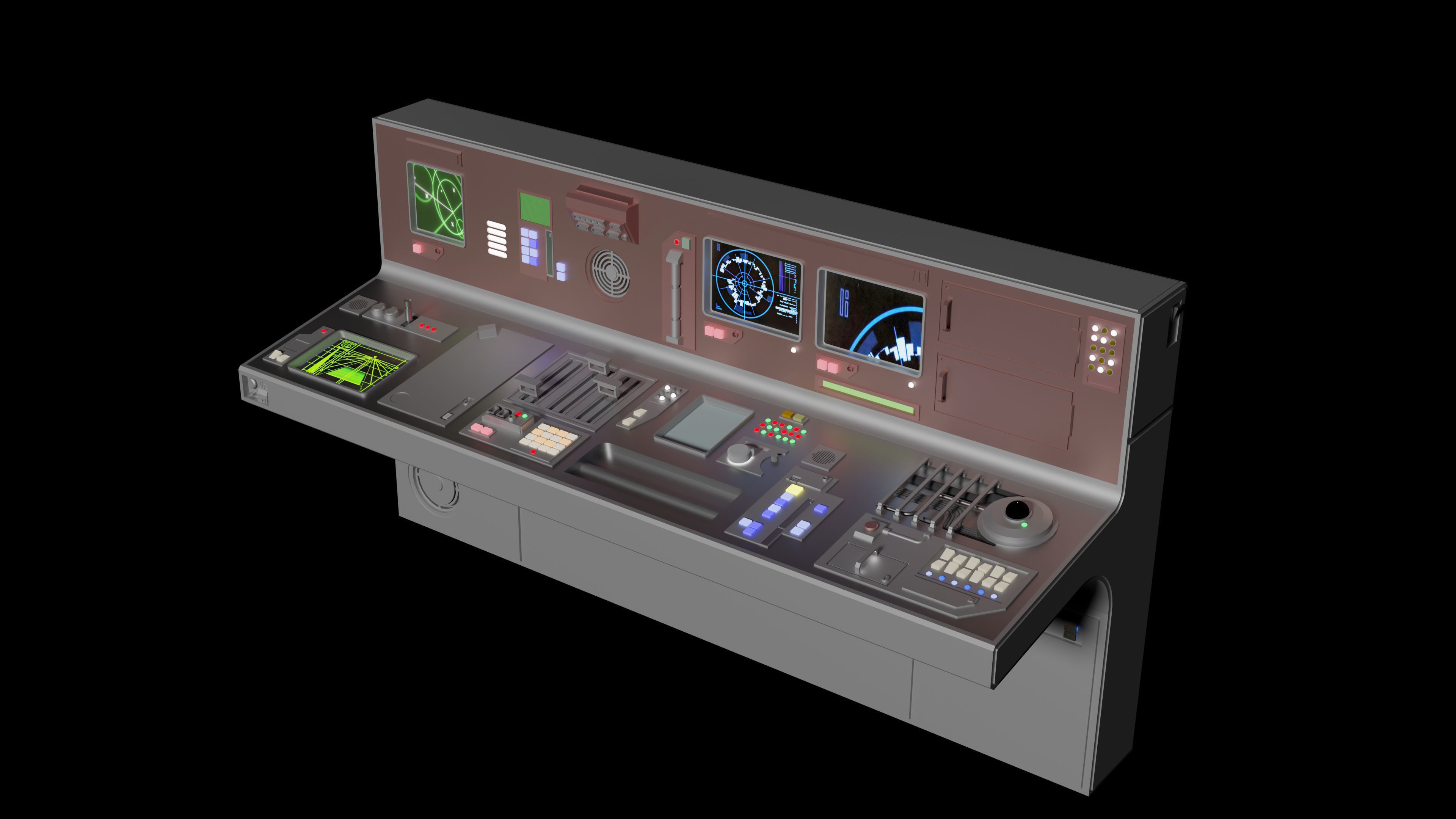 Retro Sci-Fi Computer Stations - Control Panels Kit - 5 Models 3D model ...
