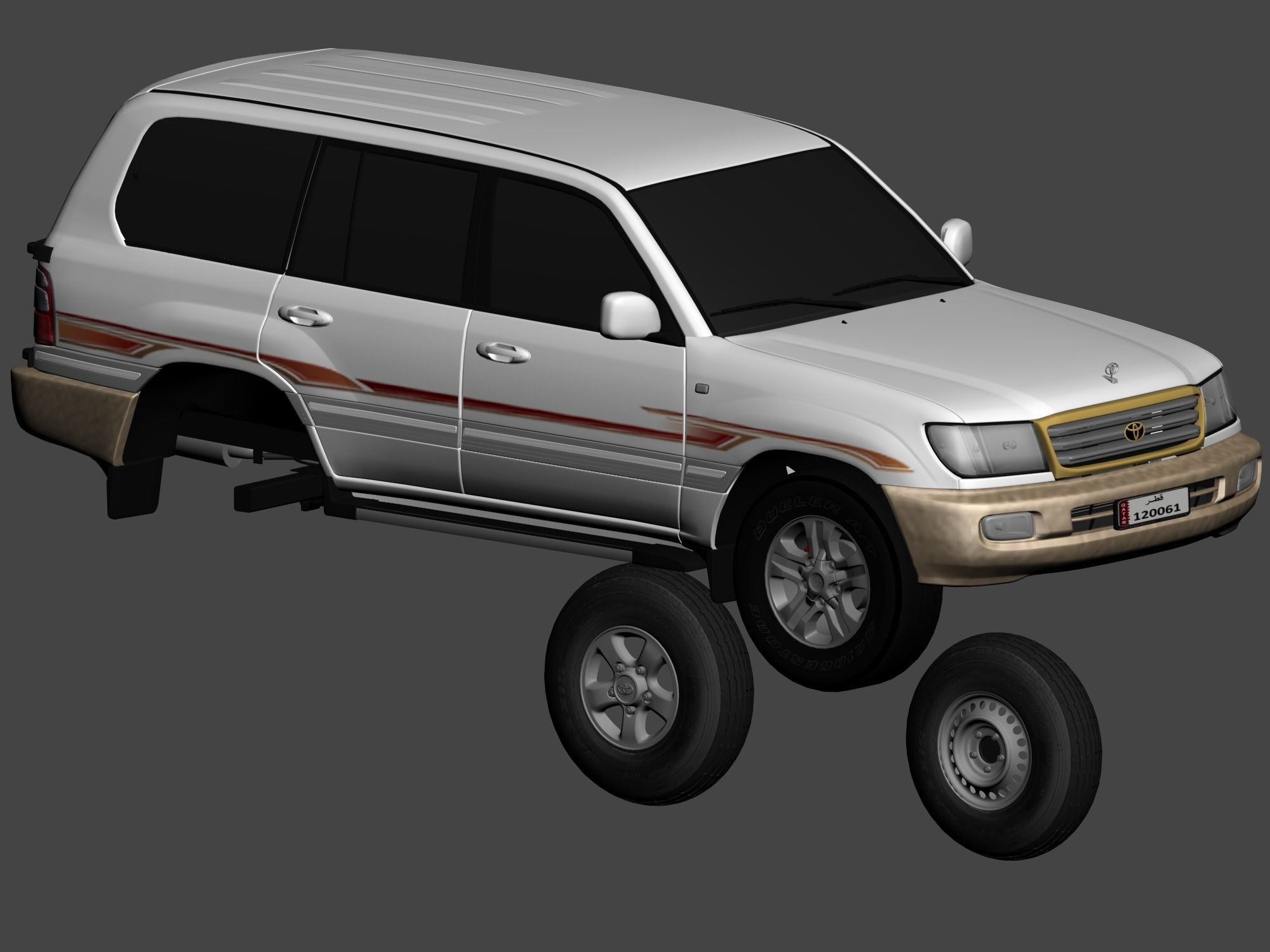 Toyota Land Cruiser J100 GXR 2004 high quality with engine 3D model ...