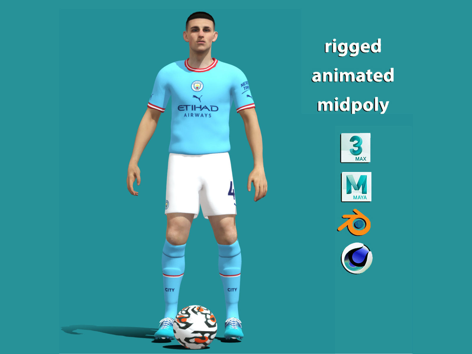3D Rigged Phil Foden Manchester City 3D model animated rigged | CGTrader