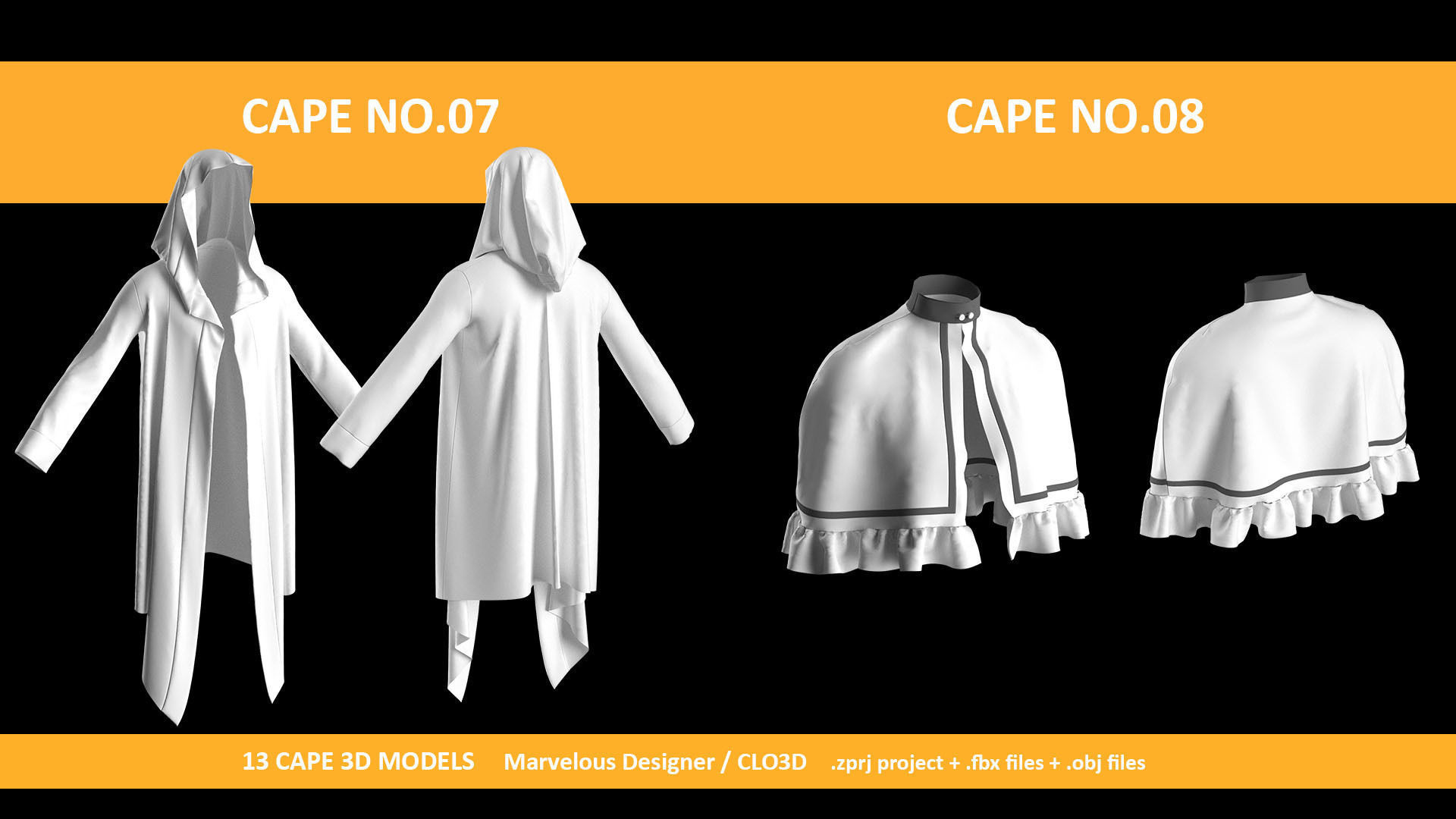 3D model 13 Cape MODELS for female and male VOL02 Marvelous Designer VR ...