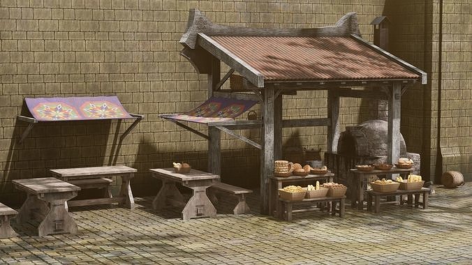 3D model Medieval Bakery Shop VR / AR / low-poly | CGTrader