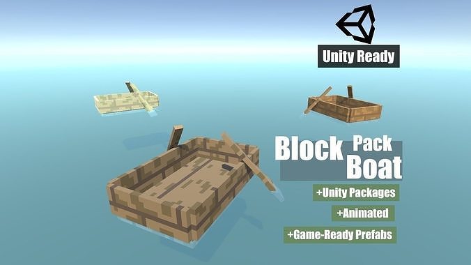 3D model Block Pack Boat - block styled voxel boat VR / AR / low-poly ...