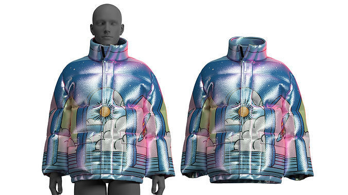 Multicolour Puffer Jacket Fitted to Gen8 Body Mesh 3D model | CGTrader