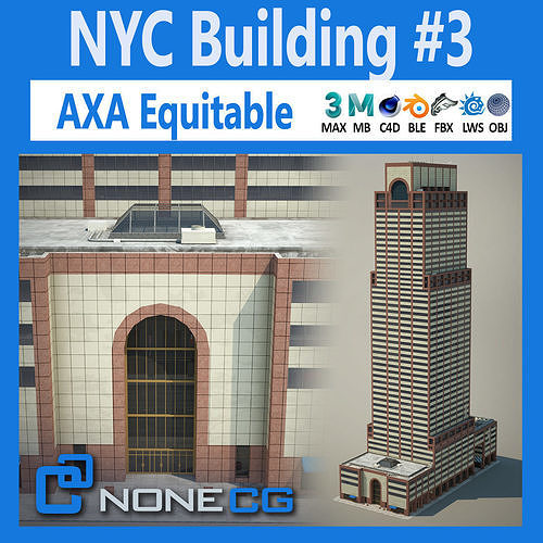 3D model NYC Building AXA Equitable Center VR / AR / low-poly animated ...