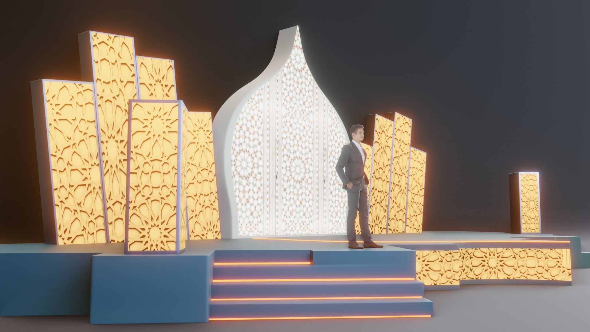 3D model Islamic Event Stage with Lightening Low Poly Game Ready VR ...