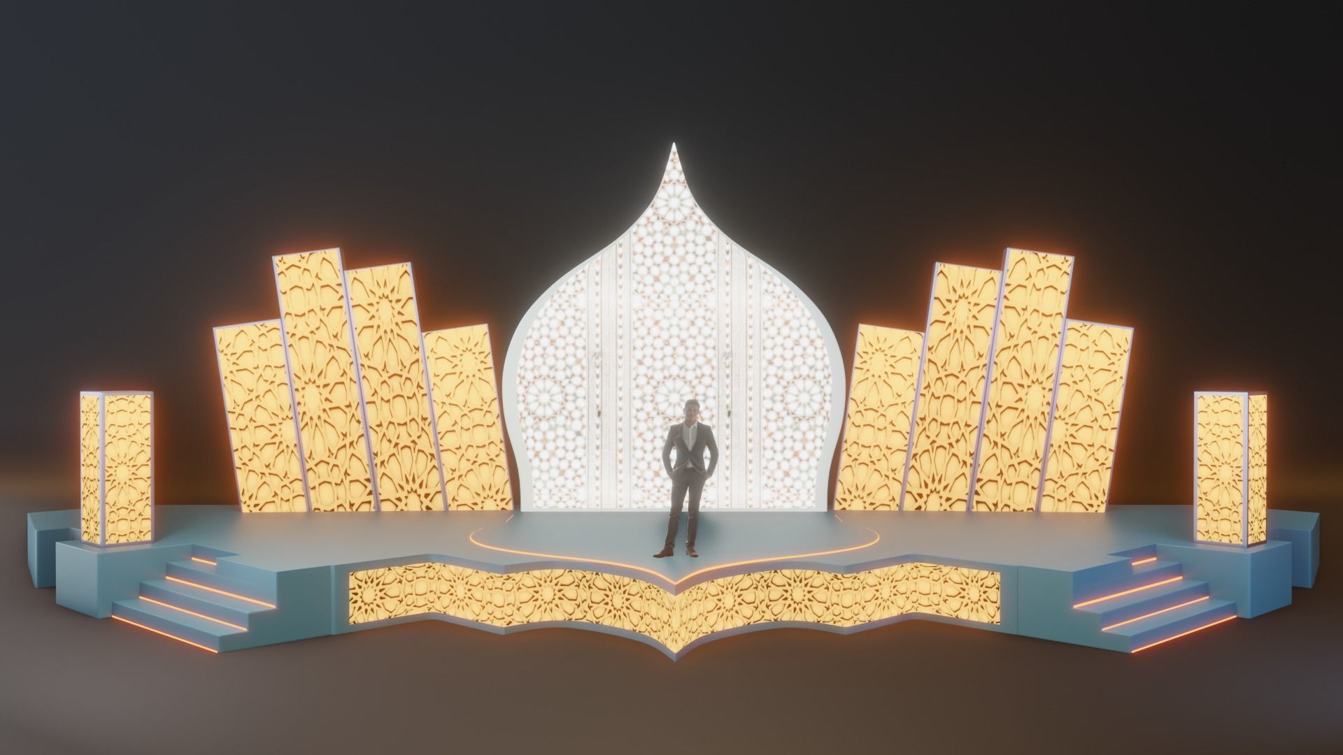 3D model Islamic Event Stage with Lightening Low Poly Game Ready VR ...