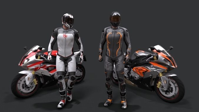 3D model motorcycle rider in racing suit VR / AR / low-poly | CGTrader
