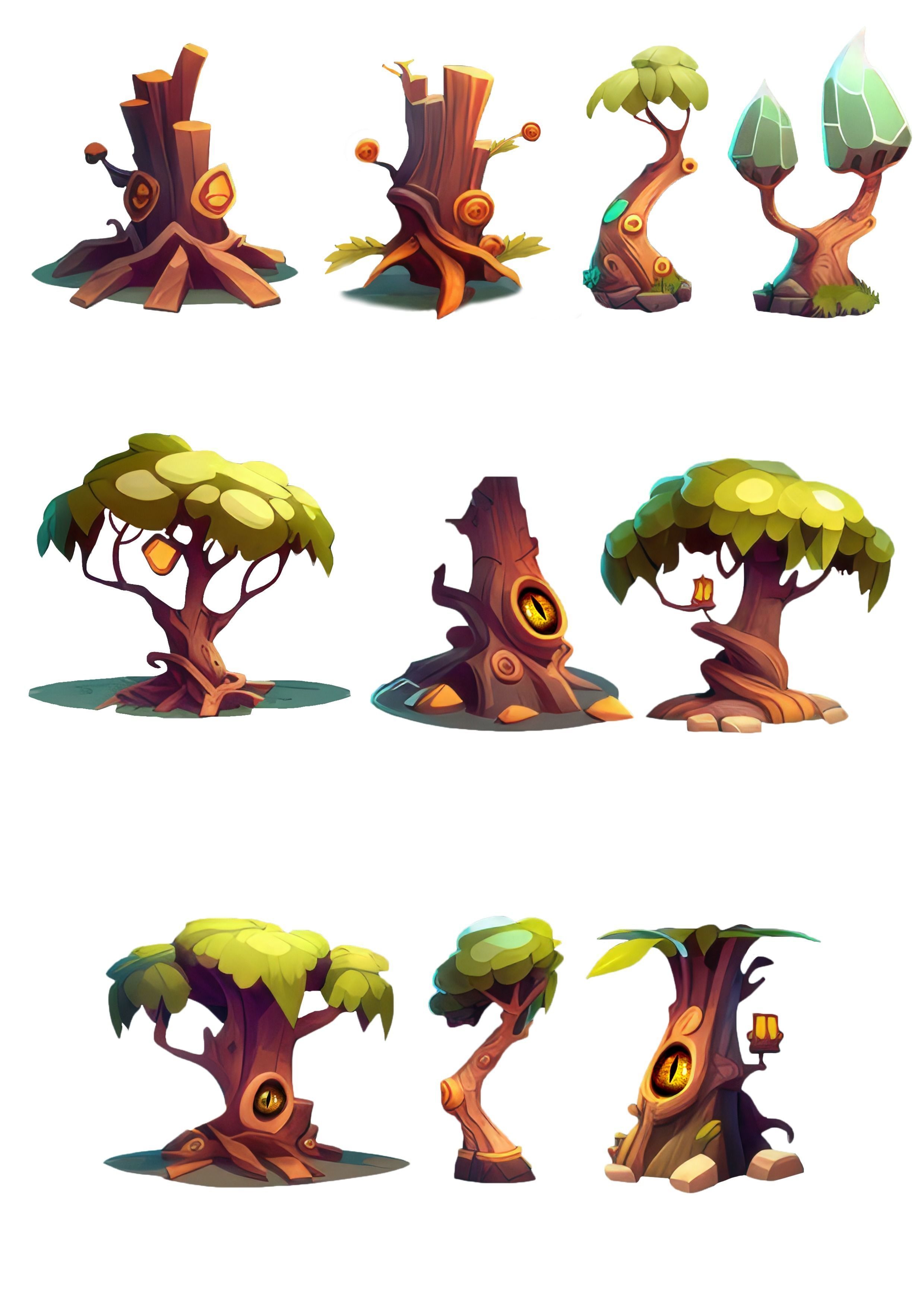 2D Stylized Tree pack 50 png Texture | CGTrader
