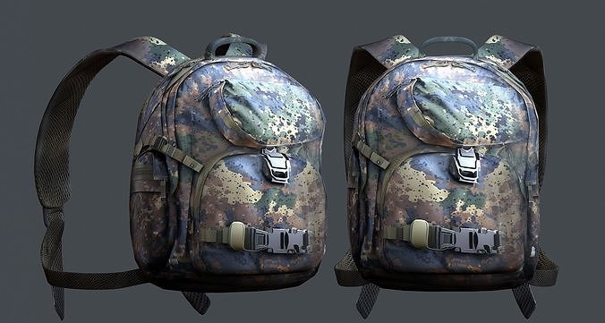 3D model Backpack military combat Black baggage VR / AR / low-poly ...