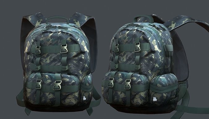 3D model Backpack military combat Black baggage VR / AR / low-poly ...