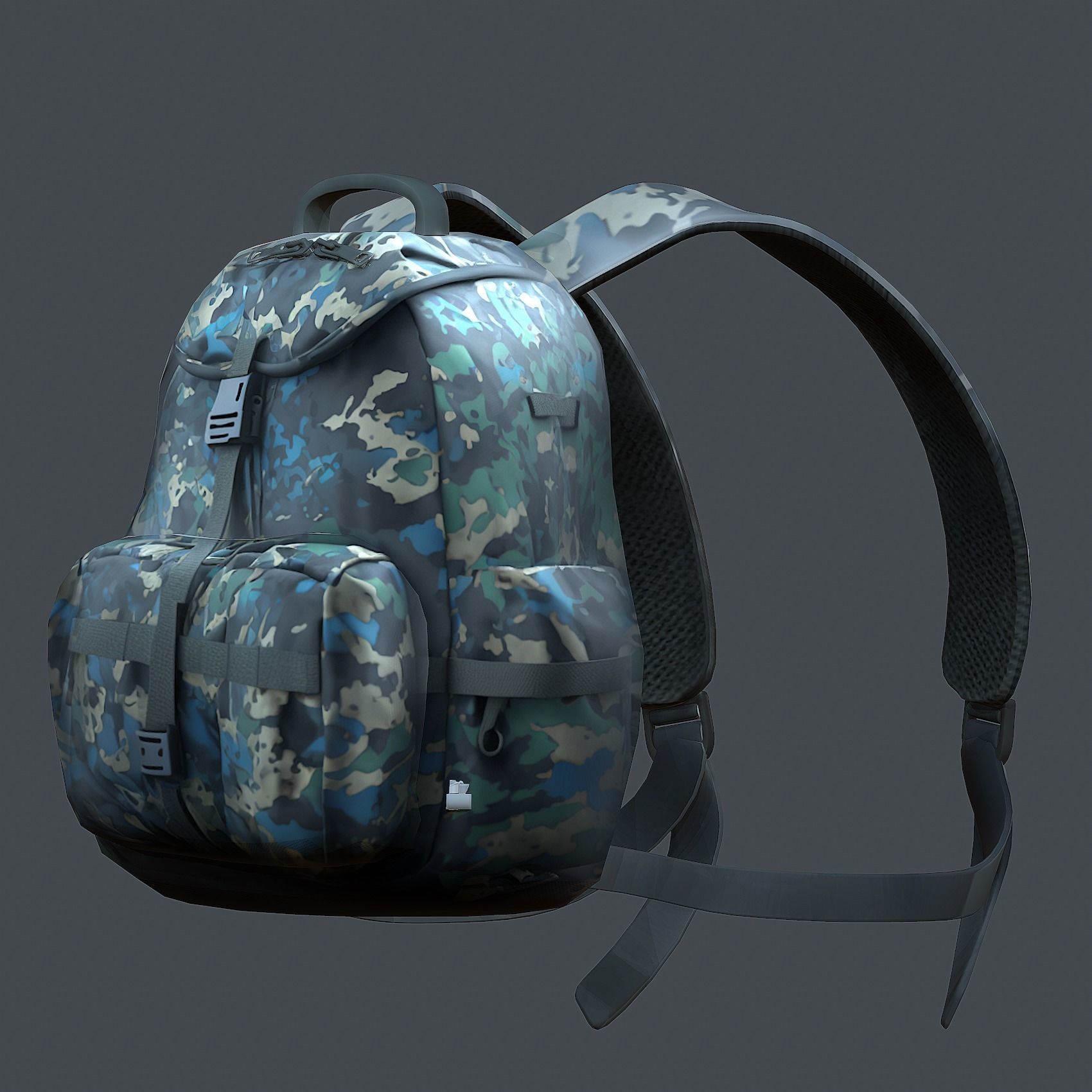 3D model Backpack military combat Black baggage bag VR / AR / low-poly ...