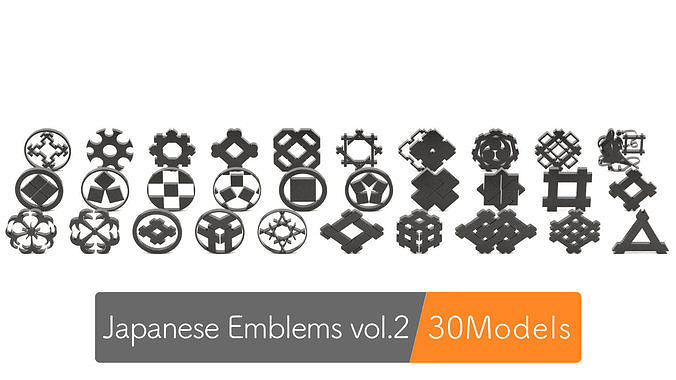 Traditional Japanese Emblems vol2 3D model | CGTrader