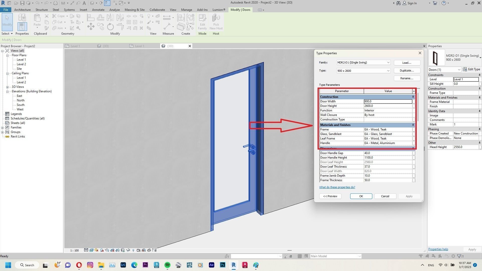 Door Modern Style 01 Parametric Family Revit 3D model | CGTrader