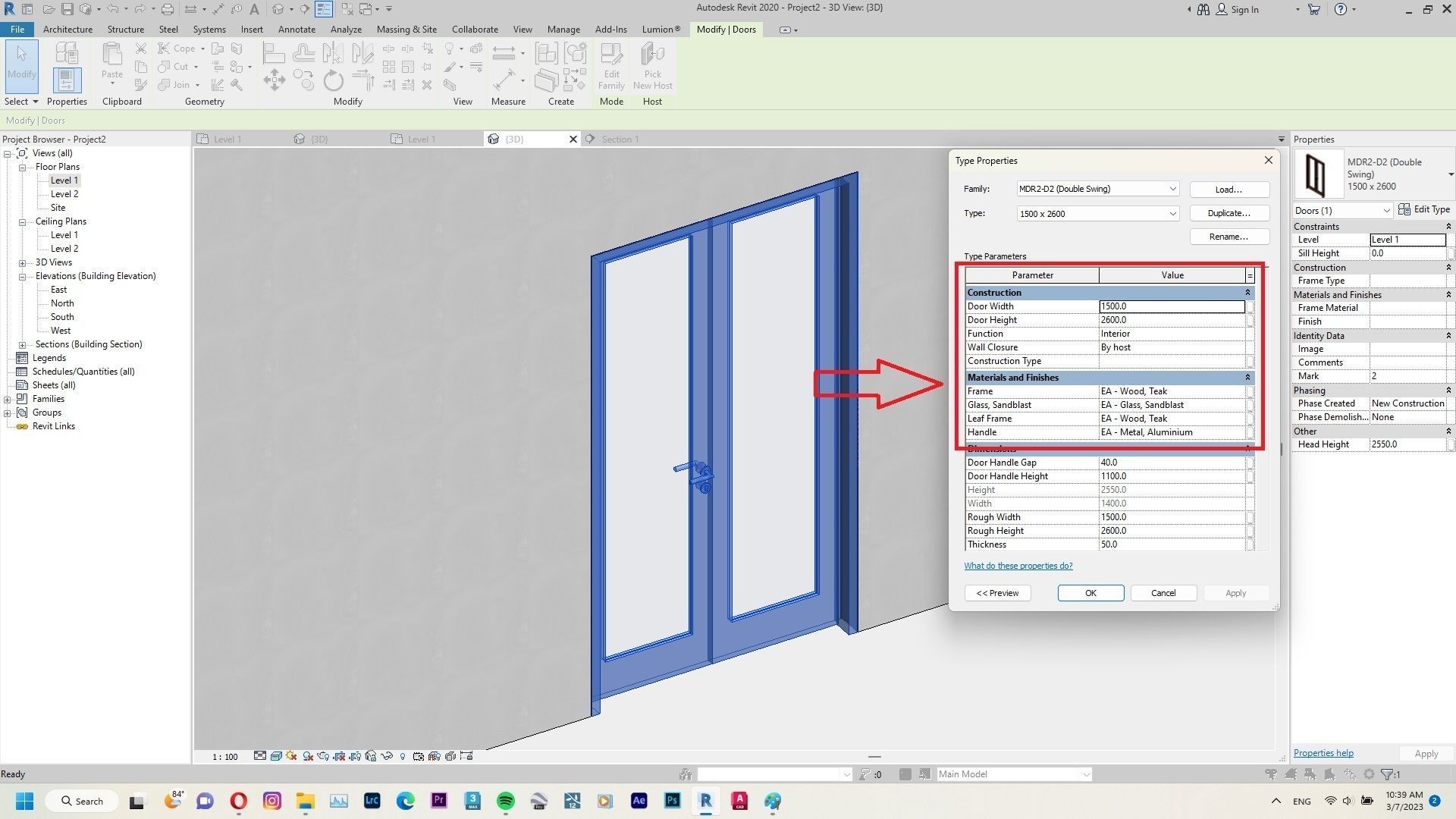 Door Modern Style 01 Parametric Family Revit 3D model | CGTrader